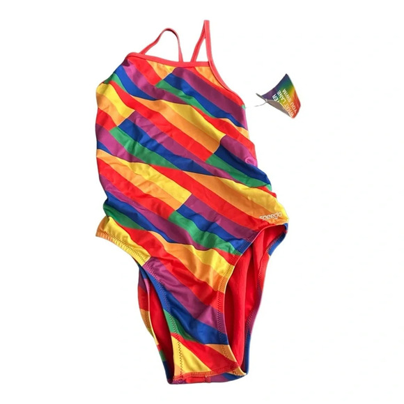 Speedo | Swim | Speedo Girls 32 Red Rainbow Pride Flyback Endurance ...